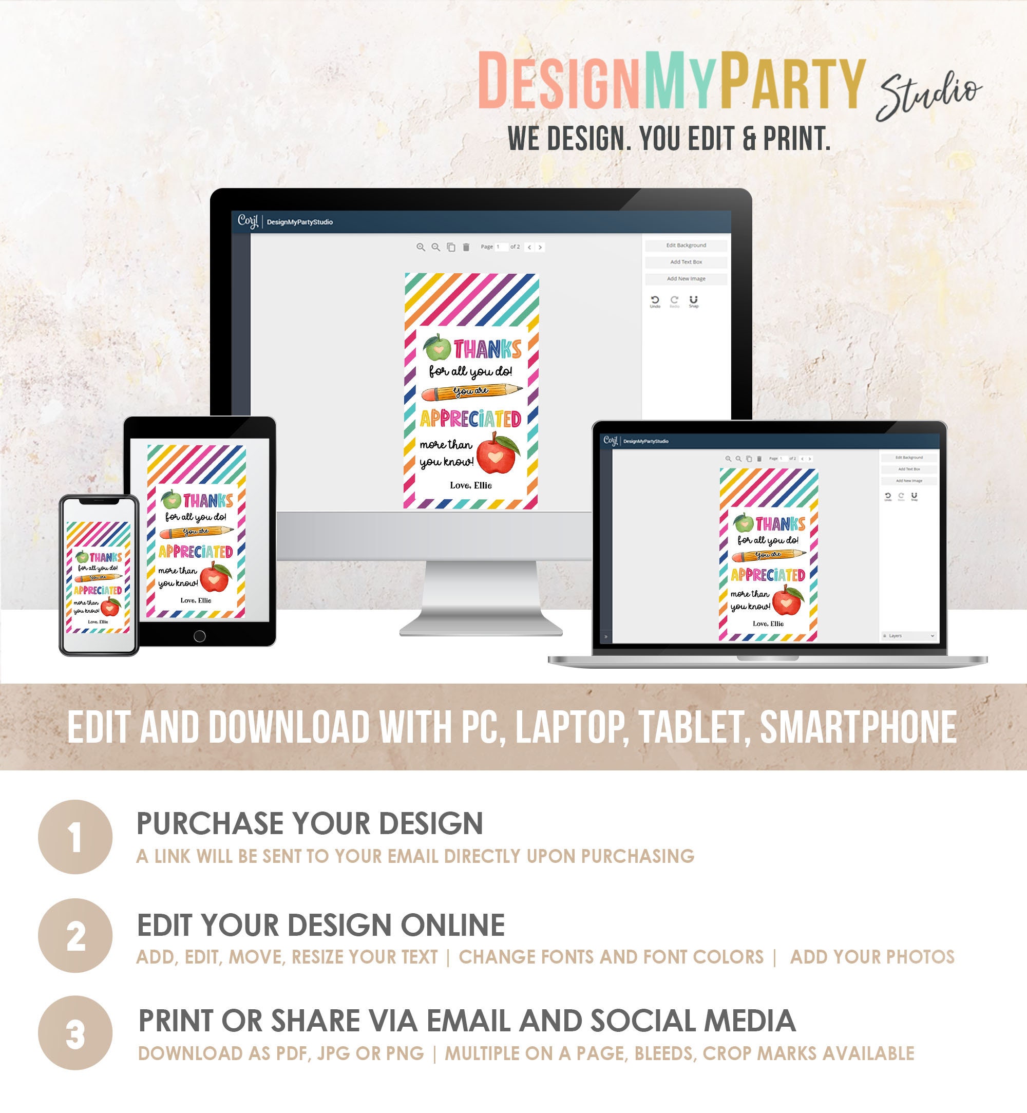 Editable Teacher Appreciation Tag Teacher Tag Thank You Gift Tag End of ...