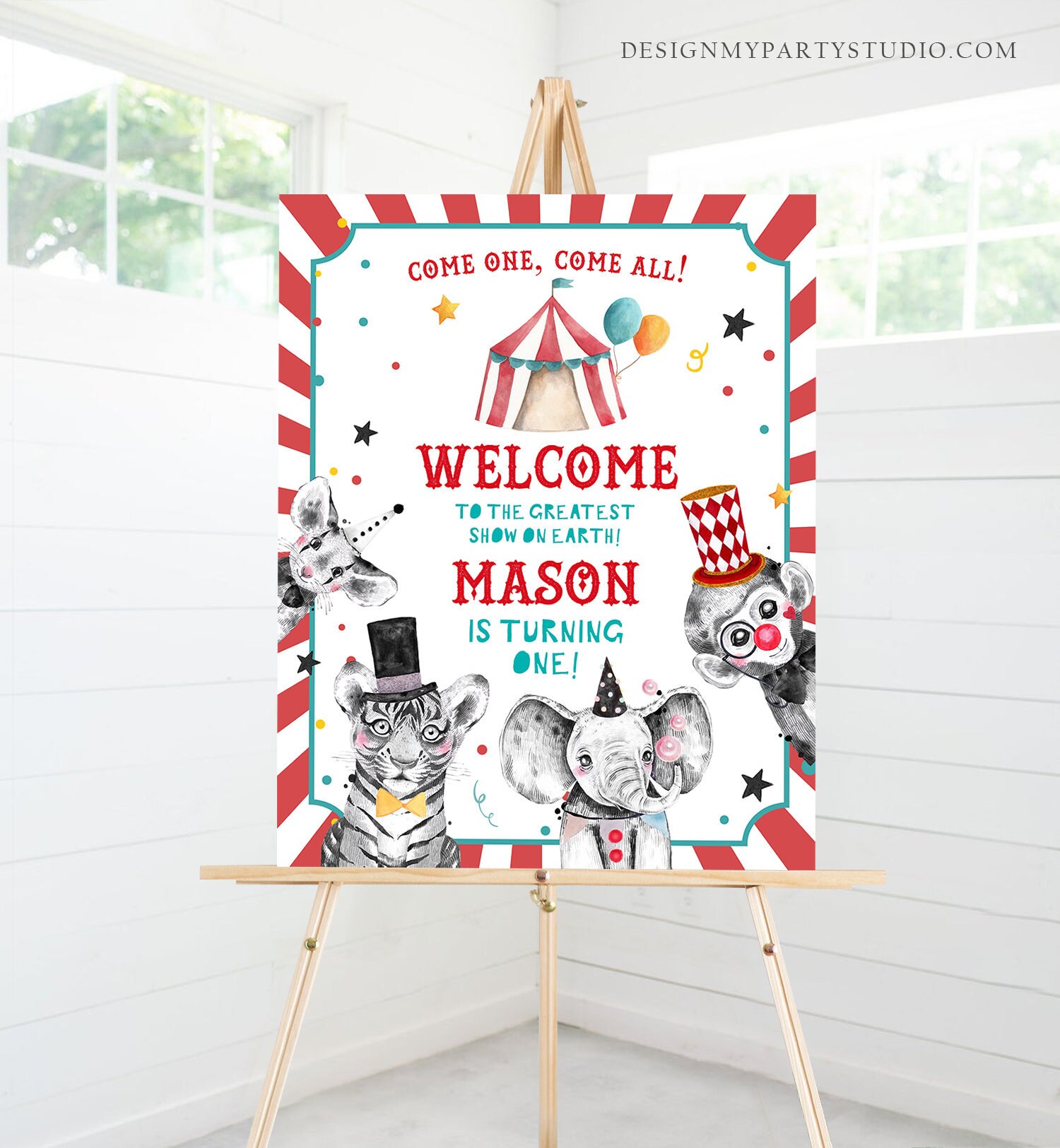 Editable Circus Welcome Sign Carousal Birthday Sign Carnival - Etsy