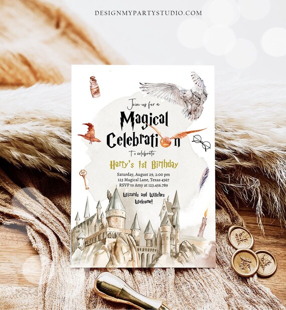 Editable Wizard Birthday Invitation Magical Wizardry School Birthday ...