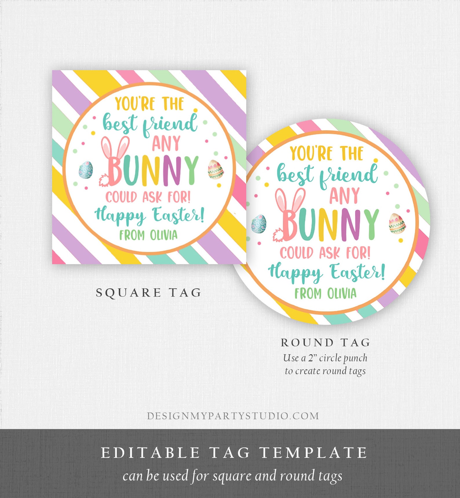 Editable Easter Gift Tags Easter You're the Best Friend - Etsy