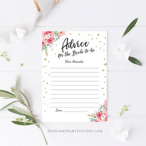 Editable Advice for the Bride-to-be Card Words of Wisdom Advice for ...