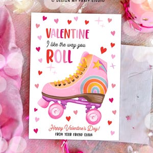 Editable Roller Skate Valentine Treat Valentines Day Card I Like the ...