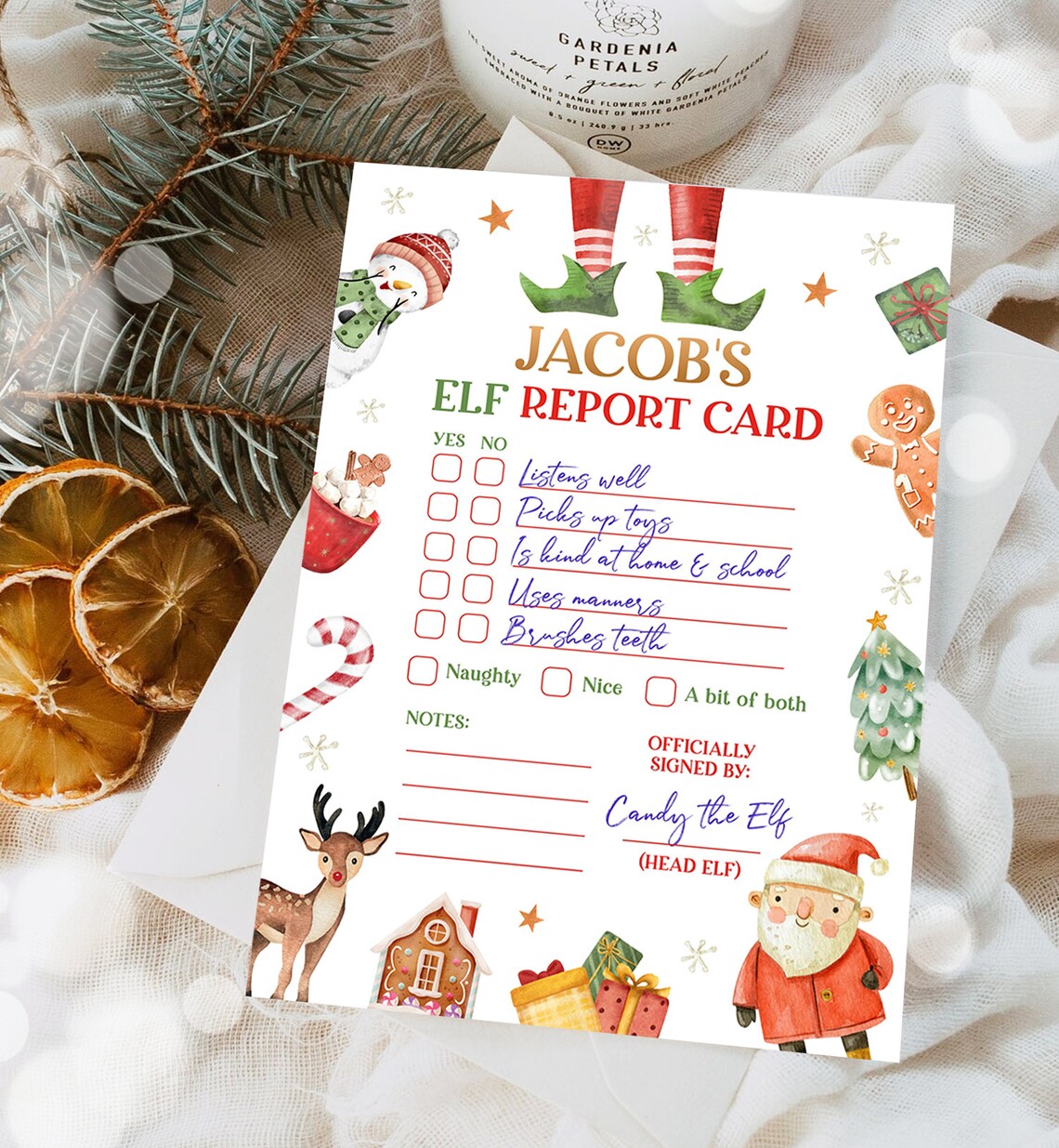 Editable Elf Report Card Personalized Elf Letter Christmas Elf Letter ...