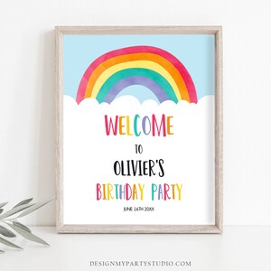 Editable Rainbow Welcome Sign Rainbow Birthday Party Sign Colorful ...
