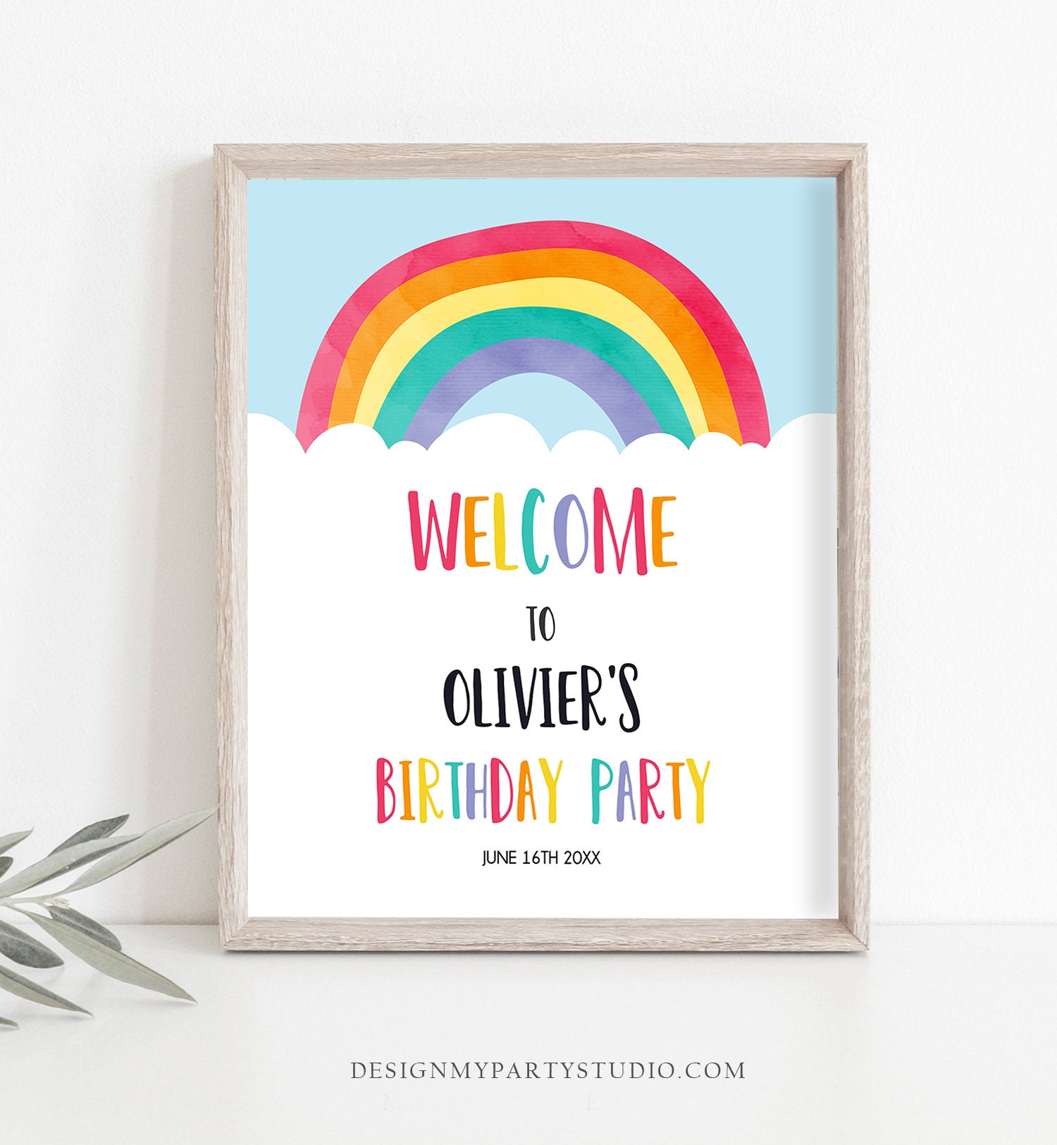 Editable Rainbow Welcome Sign Rainbow Birthday Party Sign Colorful ...