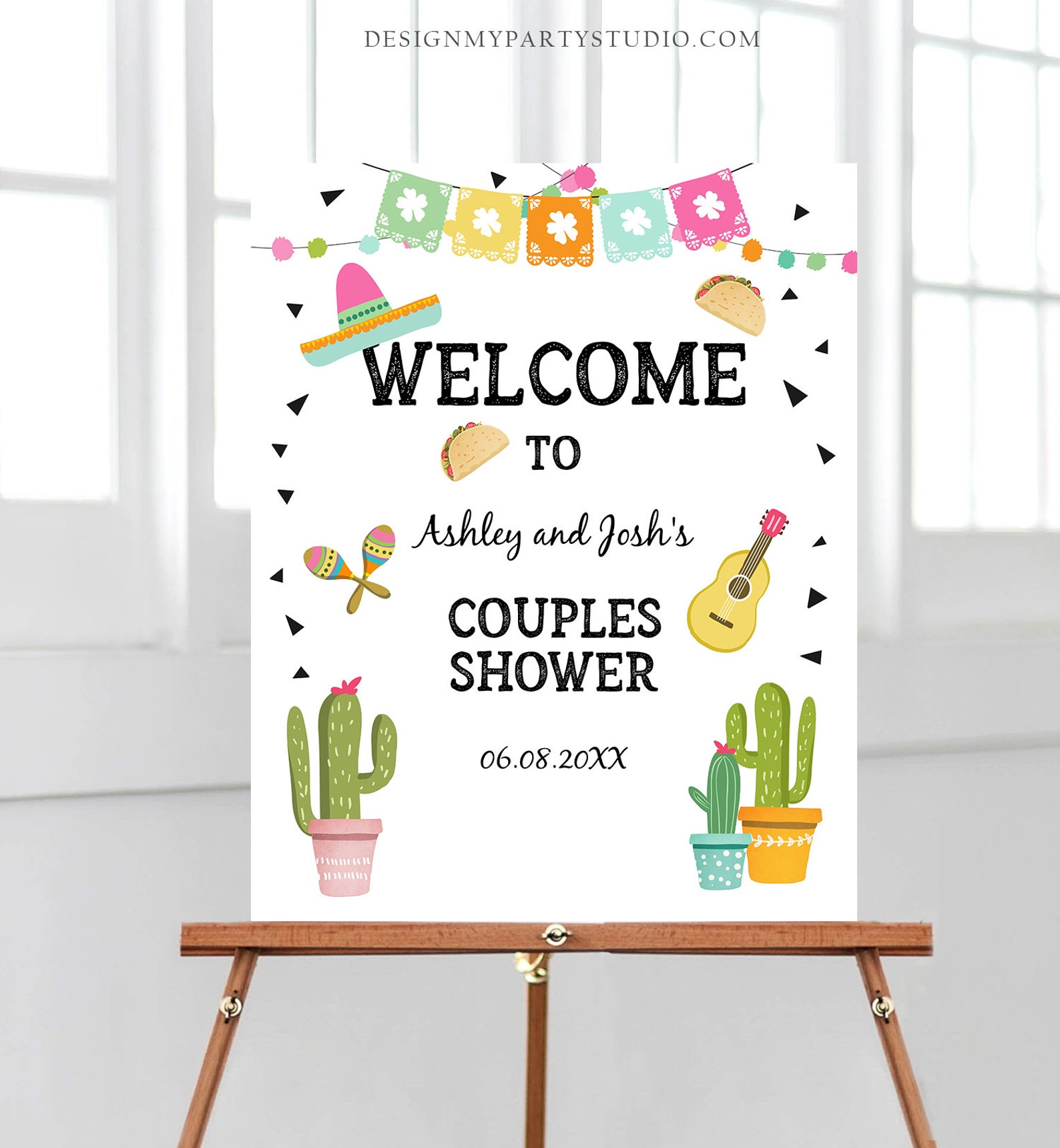 Editable Fiesta Cactus Welcome Sign Couples Shower Welcome | Etsy