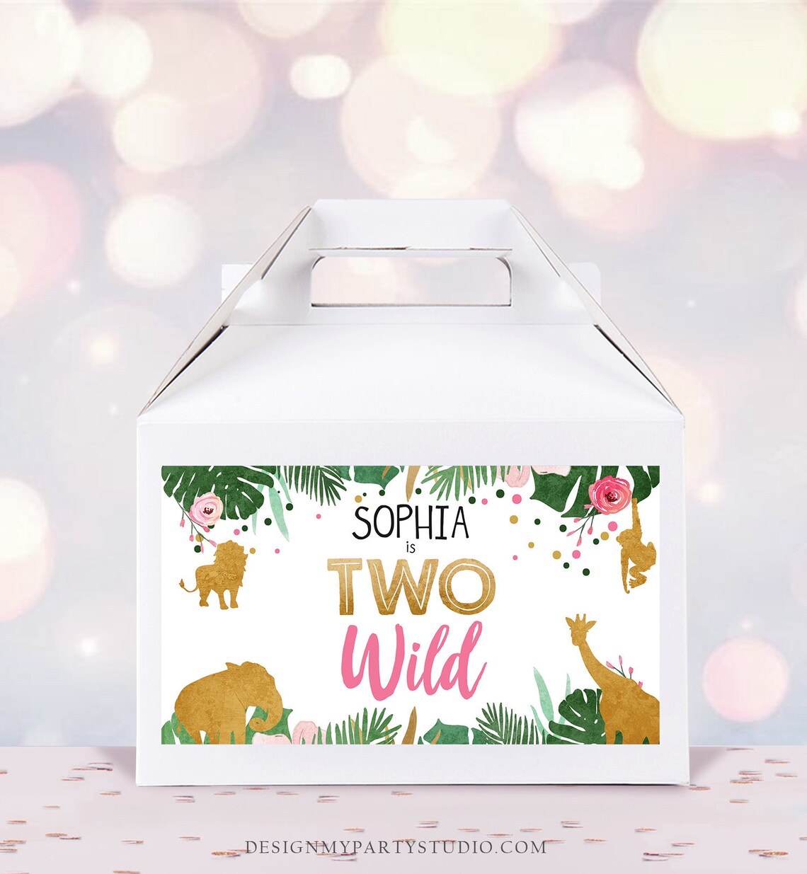 Editable Safari Animals Birthday Gable Gift Box Labels Party - Etsy