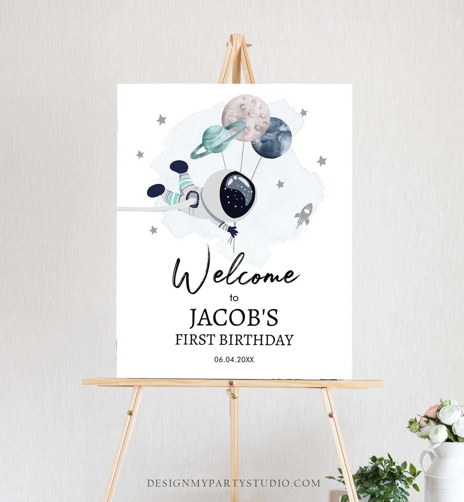 Editable Outer Space Birthday Welcome Sign 1st Birthday Boy - Etsy