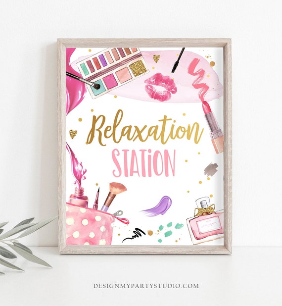 Spa Party Sign Spa Birthday Sign Makeup Party Sign Girl Relaxation ...