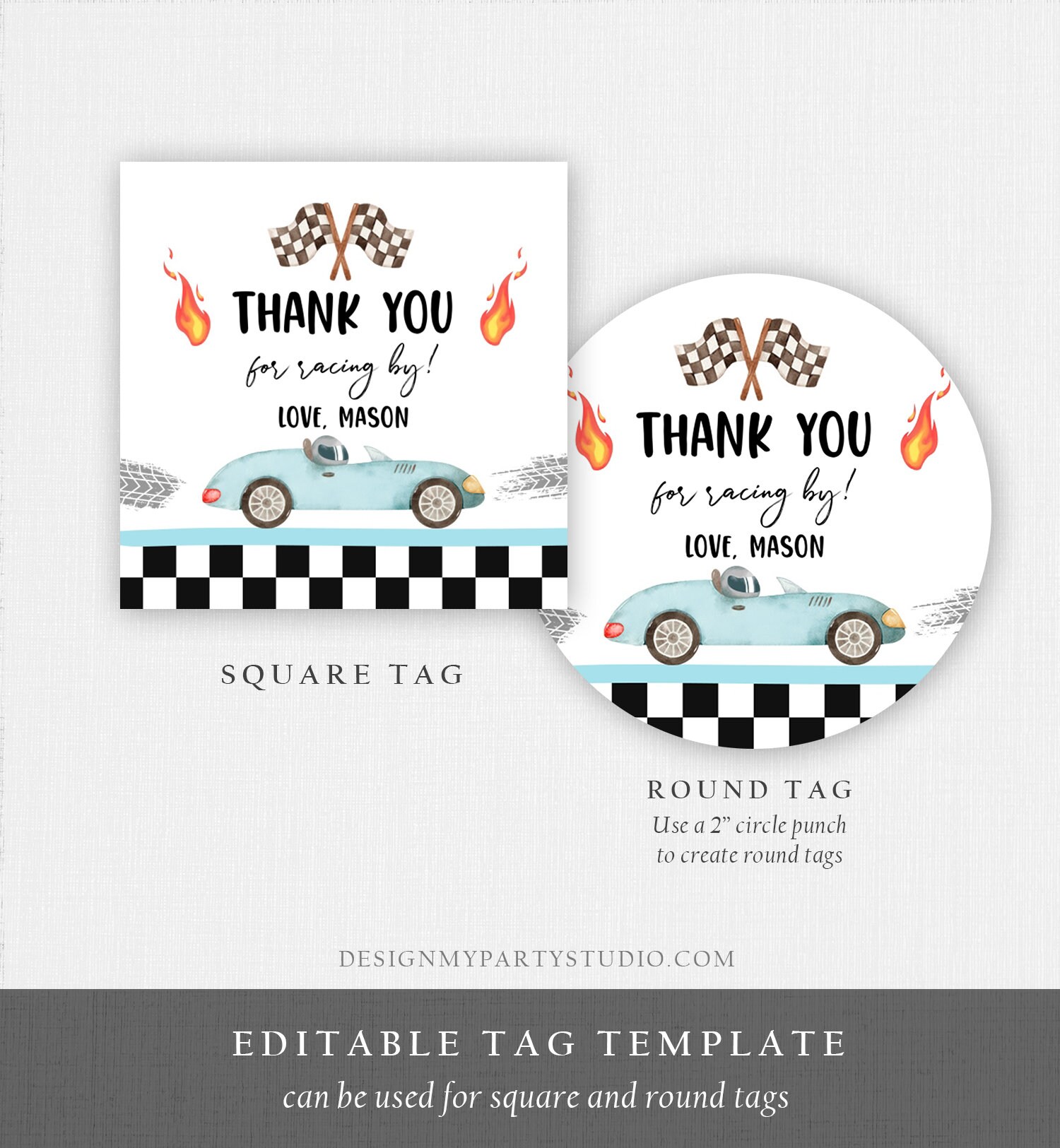 Editable Racing Favor Tags Race Car Birthday Thank You Label - Etsy