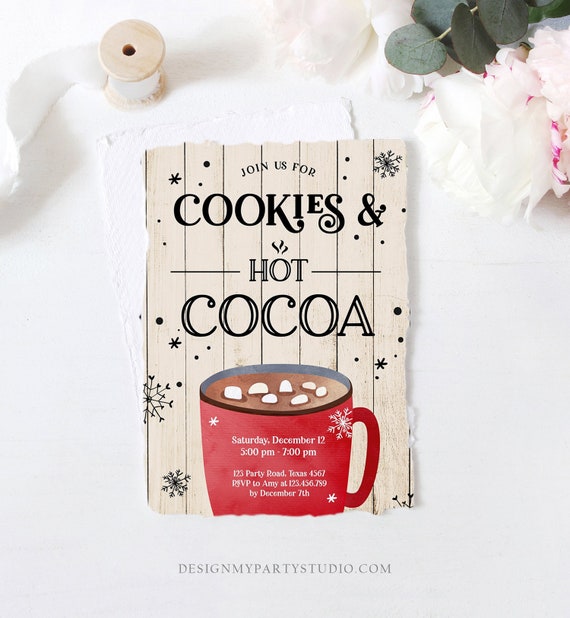 Editable Cookies and Cocoa Invitation Hot Cocoa Party Invitation ...