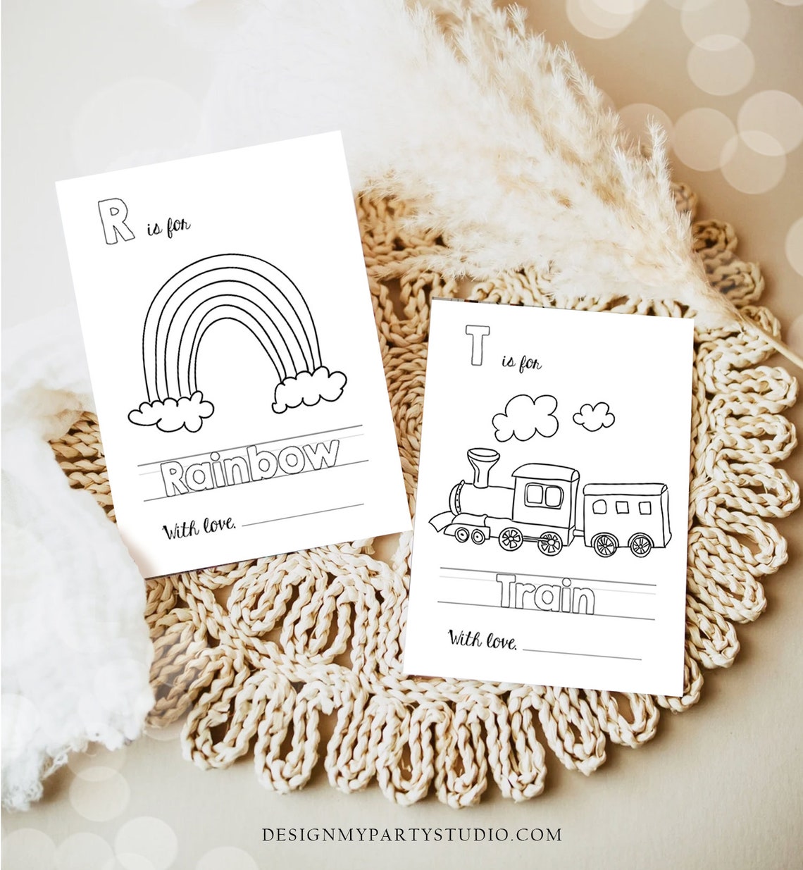 ABC Coloring Book Baby Shower Game Shower Activity Pink Cloud - Etsy