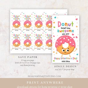 Editable Donut Forget How Awesome You Are Valentines Day Gift Tag ...