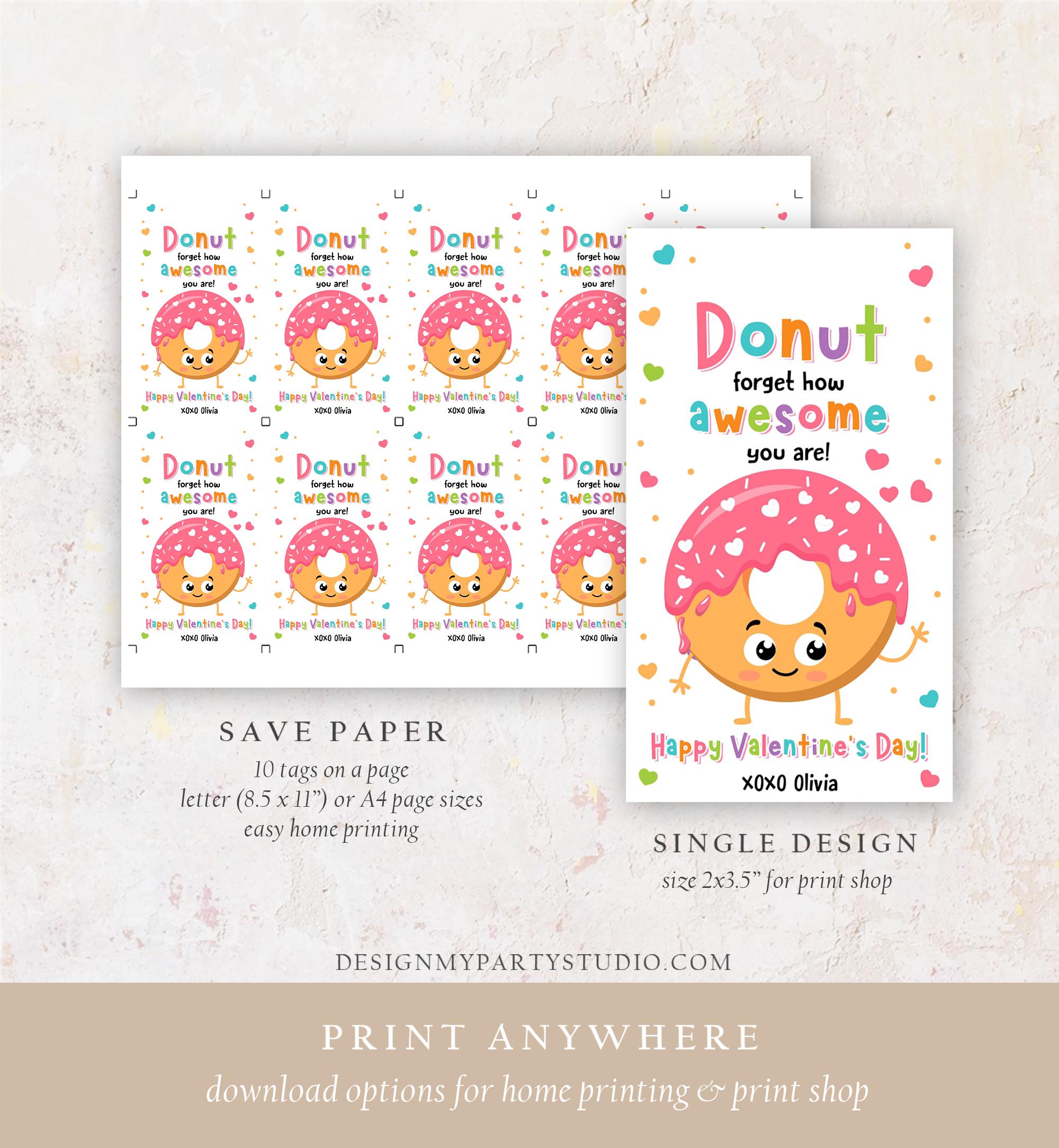Editable Donut Forget How Awesome You Are Valentines Day Gift Tag ...