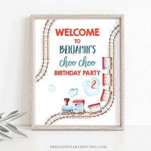 Editable Train Birthday Welcome Sign Boy Train Party Railroad Vintage ...