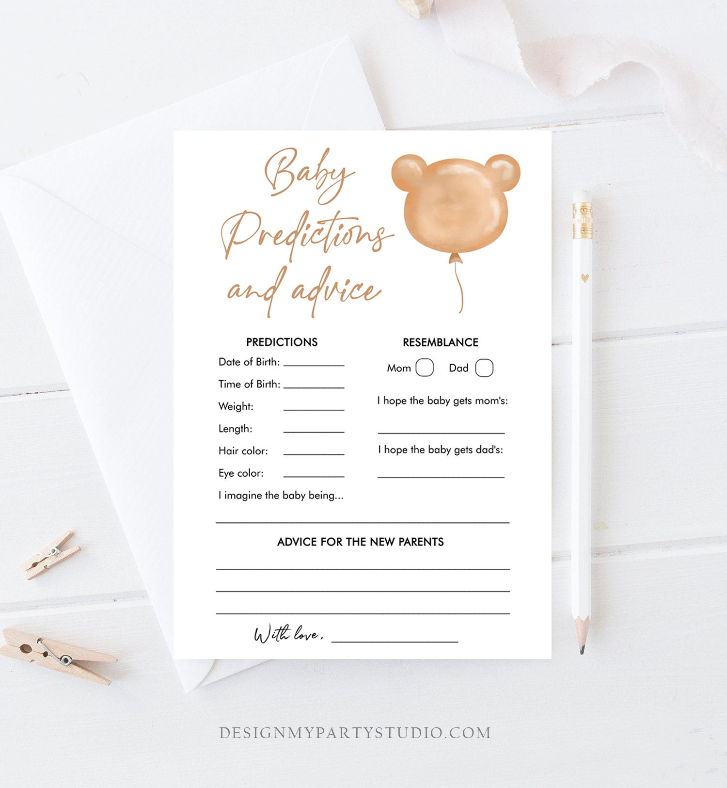 Editable Baby Predictions Baby Shower Game Advice for Parents - Etsy