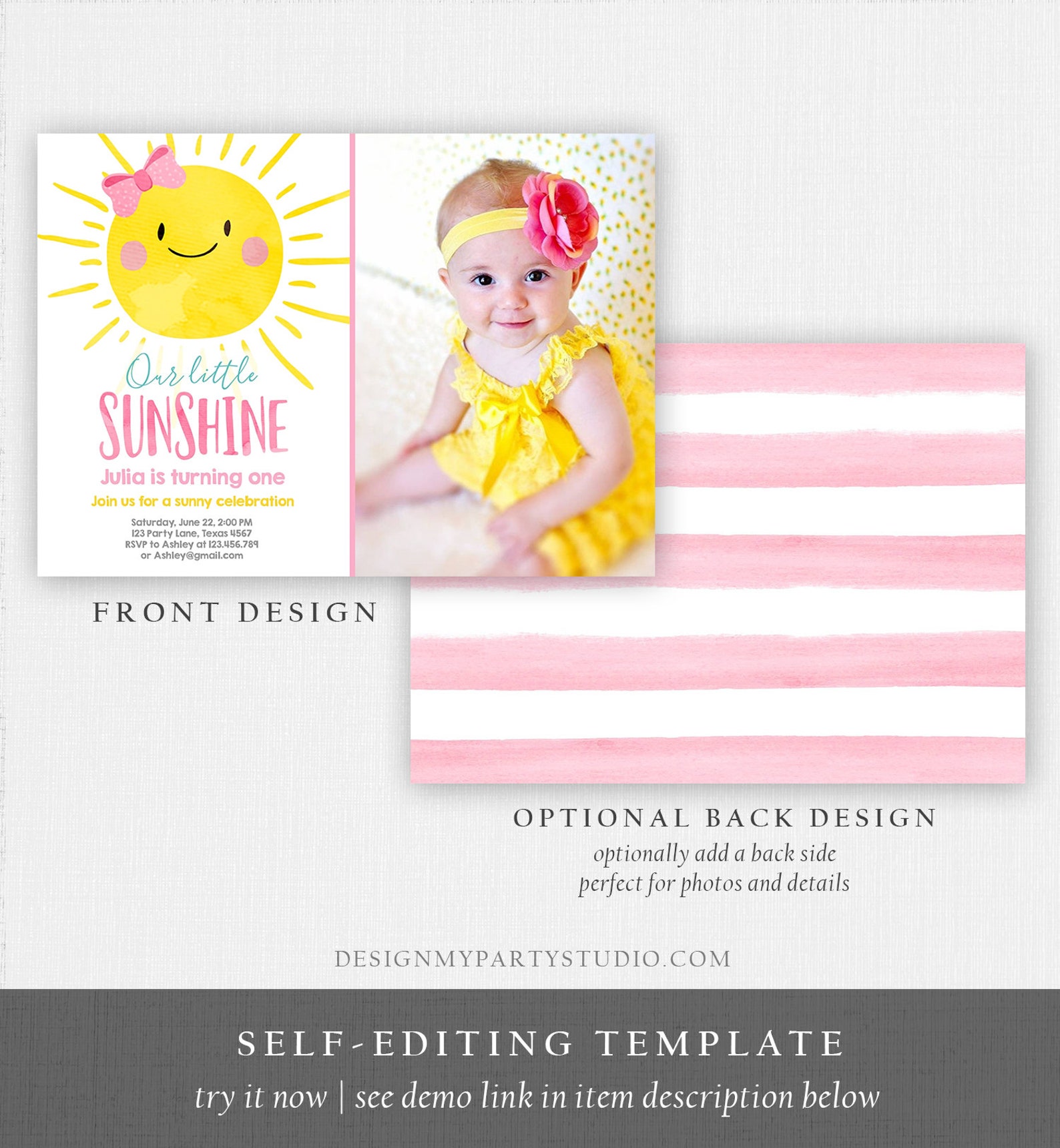 Editable Sunshine Birthday Party Invitation You Are My - Etsy