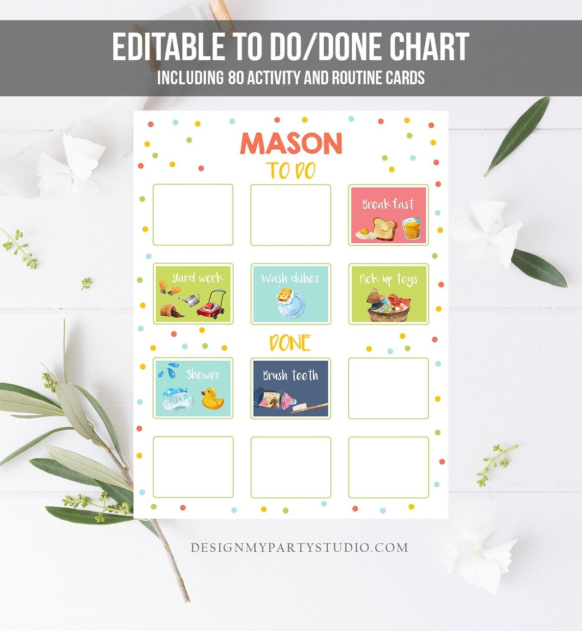 Editable Visual Schedule Kids Daily Routine Chart 80 Cards | Etsy