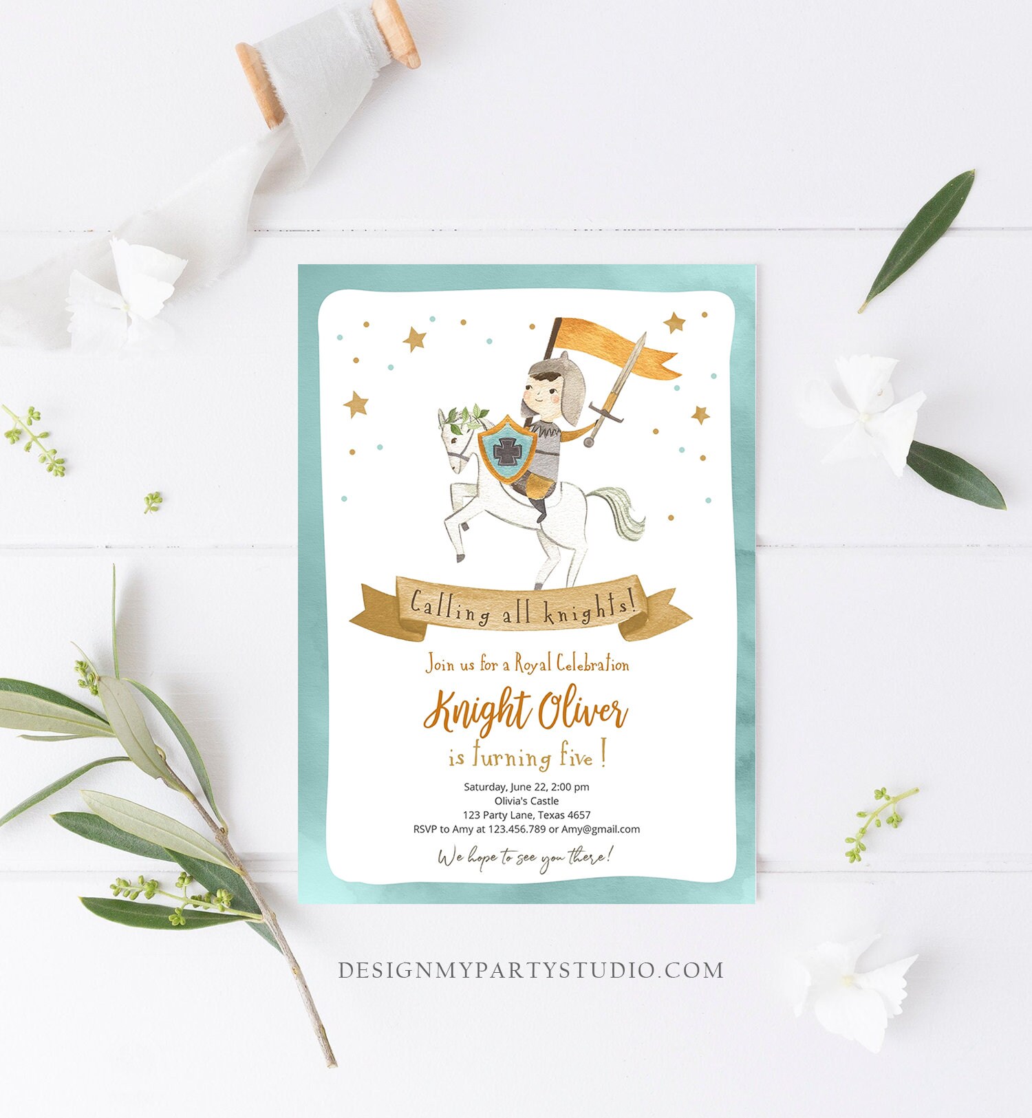 Editable Knight Birthday Invitation Boy Royal Birthday Once - Etsy