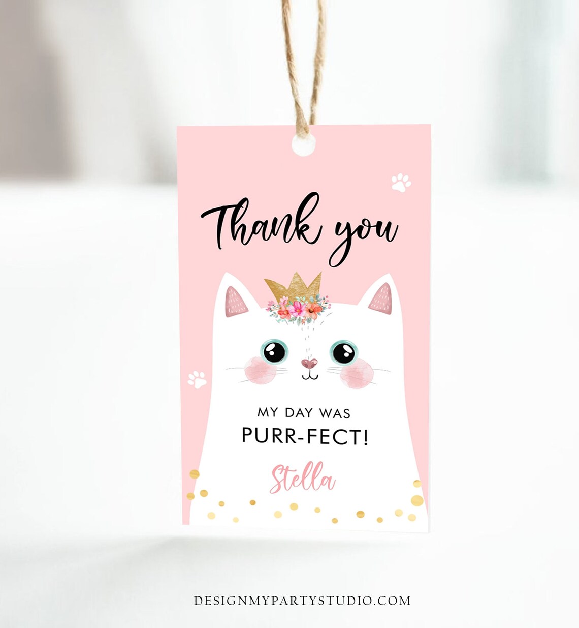 Editable Kitten Birthday Favor Tags Kitty Birthday Thank You - Etsy