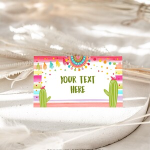 Editable Fiesta Cactus Food Labels Fiesta Party Place Card Tent Card ...