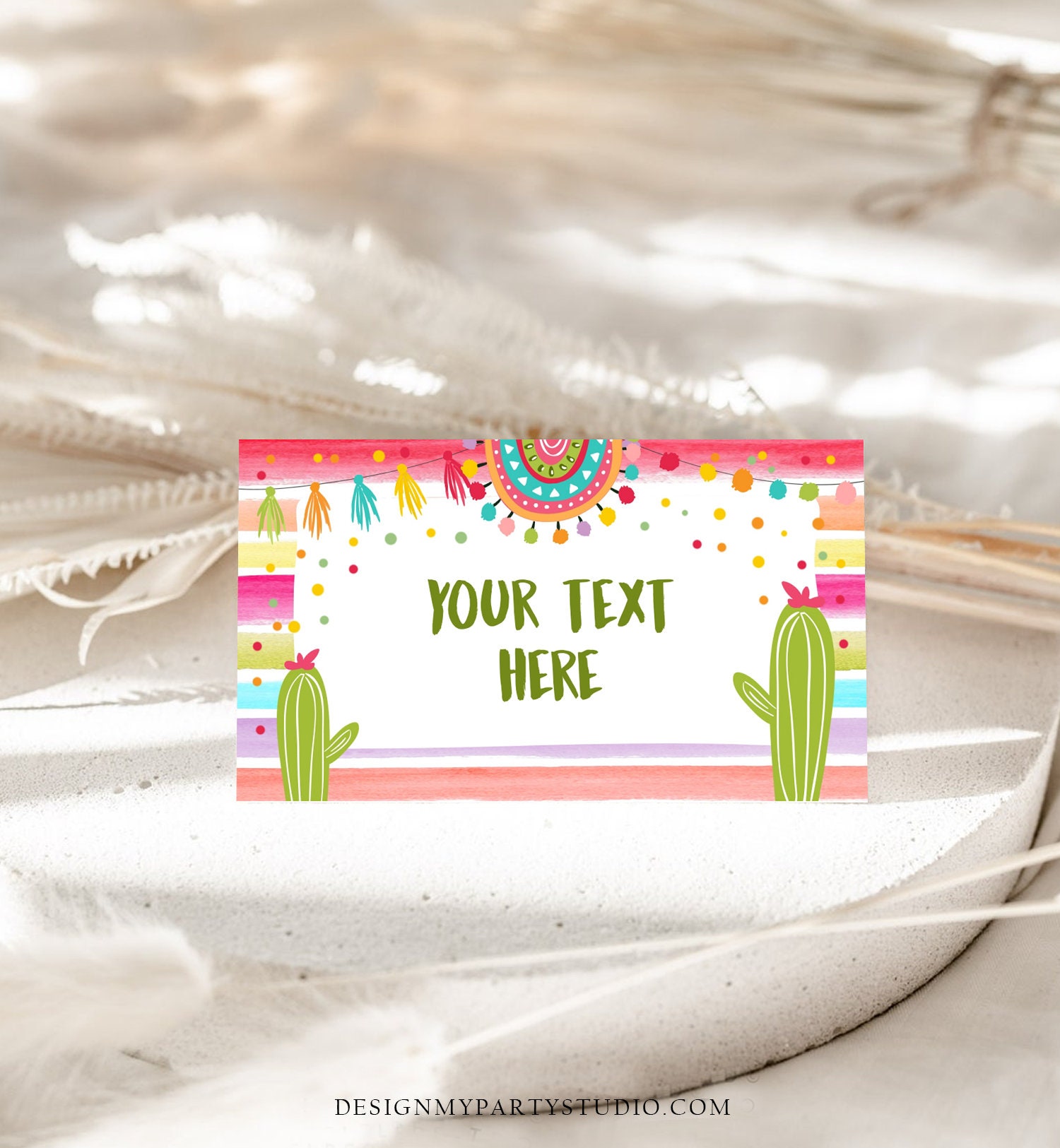 Editable Fiesta Cactus Food Labels Fiesta Party Place Card Tent Card ...