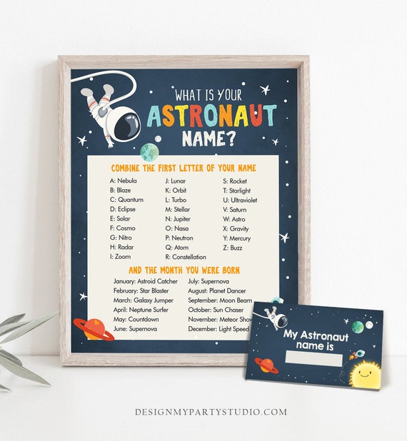 Editable What Is your Astronaut Name Game Outer Space Birthday Game ...
