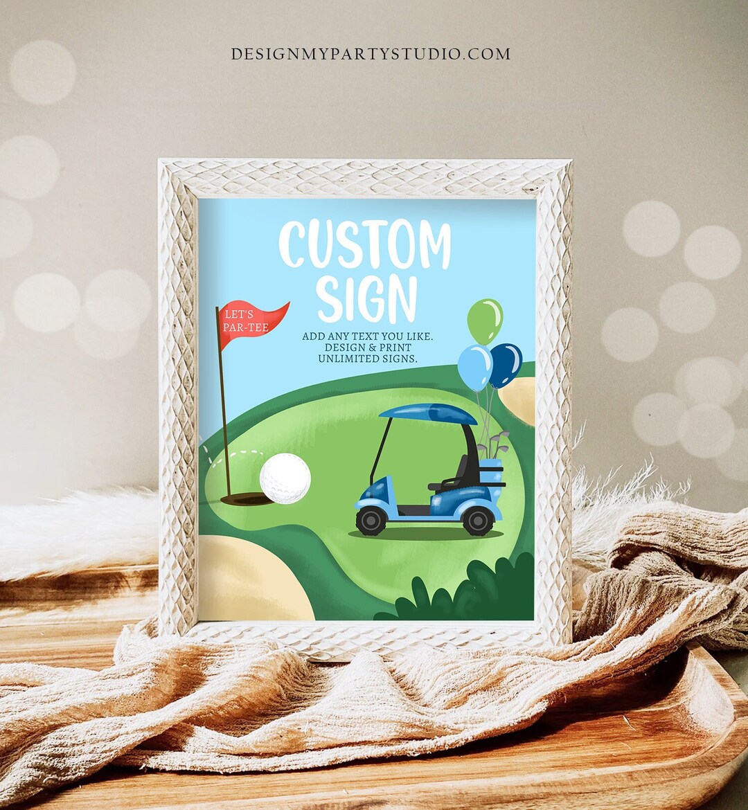 Editable Custom Sign Golf Birthday Party Sign Hole in One Birthday Par ...