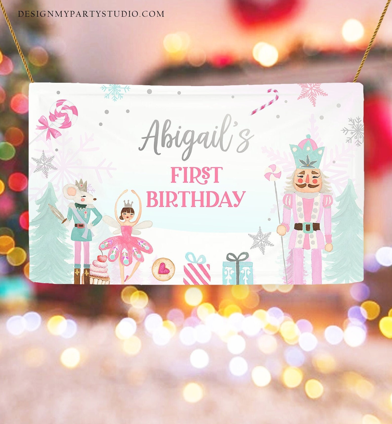 Editable Nutcracker Backdrop Banner Pink Silver Nutcracker - Etsy
