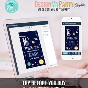 Editable Space Astronaut Favor Tags Space Birthday Thank You Tags Label ...