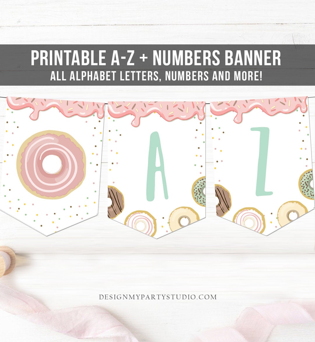 Donut Alphabet Banner Letters A to Z Numbers Donut Birthday Banner ...