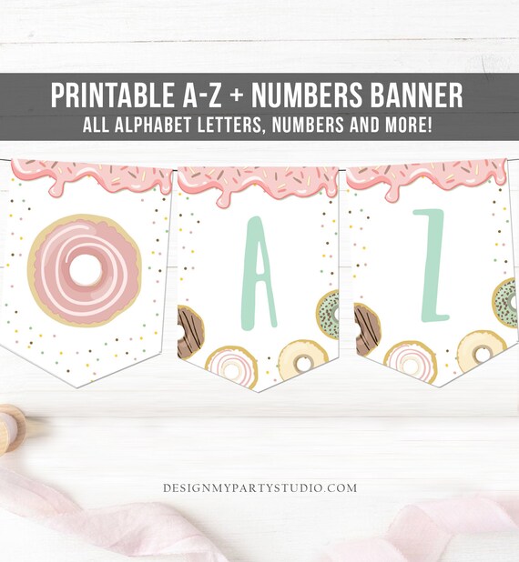 Donut Alphabet Banner Letters A to Z Numbers Donut Birthday | Etsy