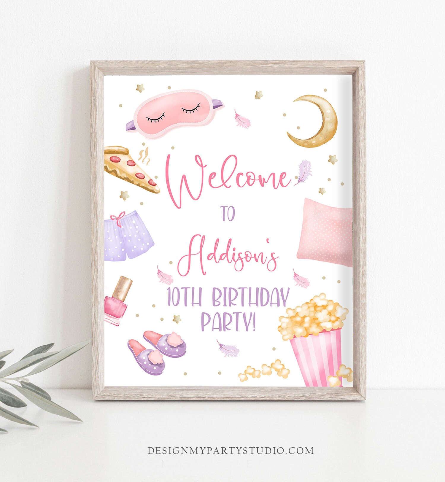 Editable Sleepover Birthday Welcome Sign Slumber Party Poster - Etsy