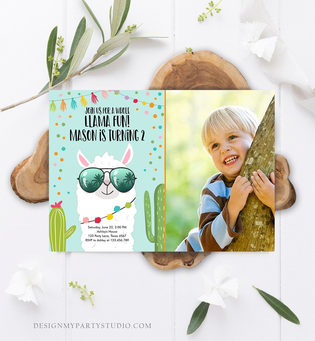 Editable Whole Llama Fun Birthday Invitation Llama Fiesta - Etsy