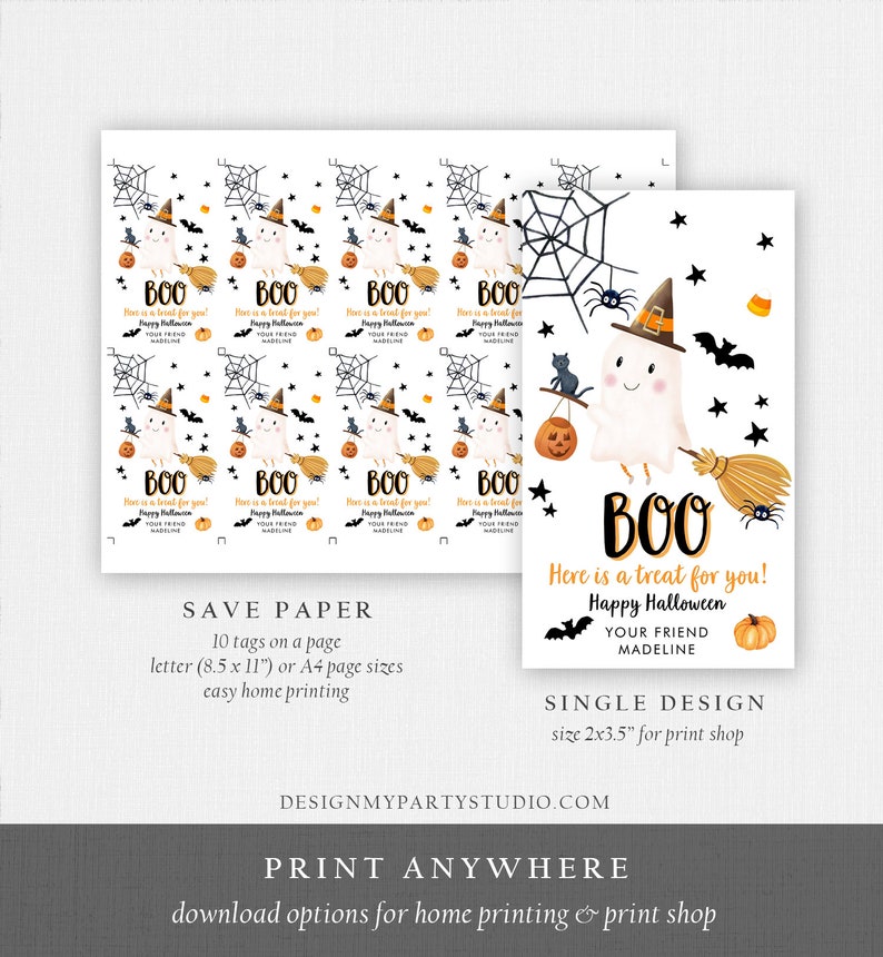 Editable Halloween Favor Tags Boo Gift Tags Costume Party Trick or ...