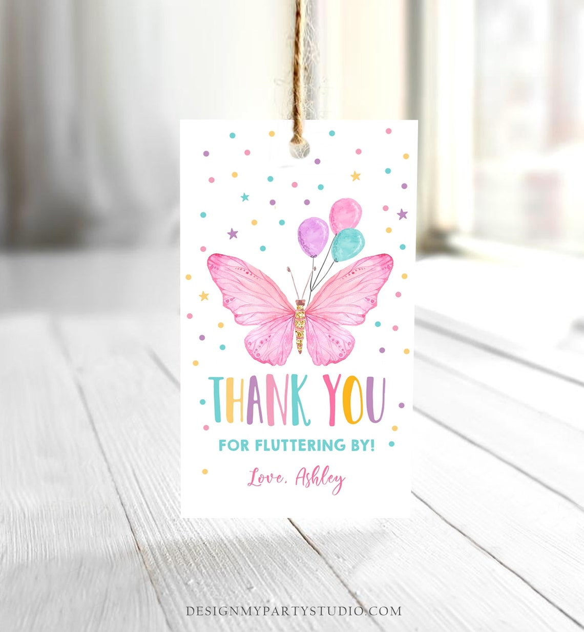 Editable Butterfly Favor Tag Birthday Favors Thank You | Etsy