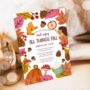 Editable All Things Fall Invitation Fall Celebration Fall Harvest Party ...