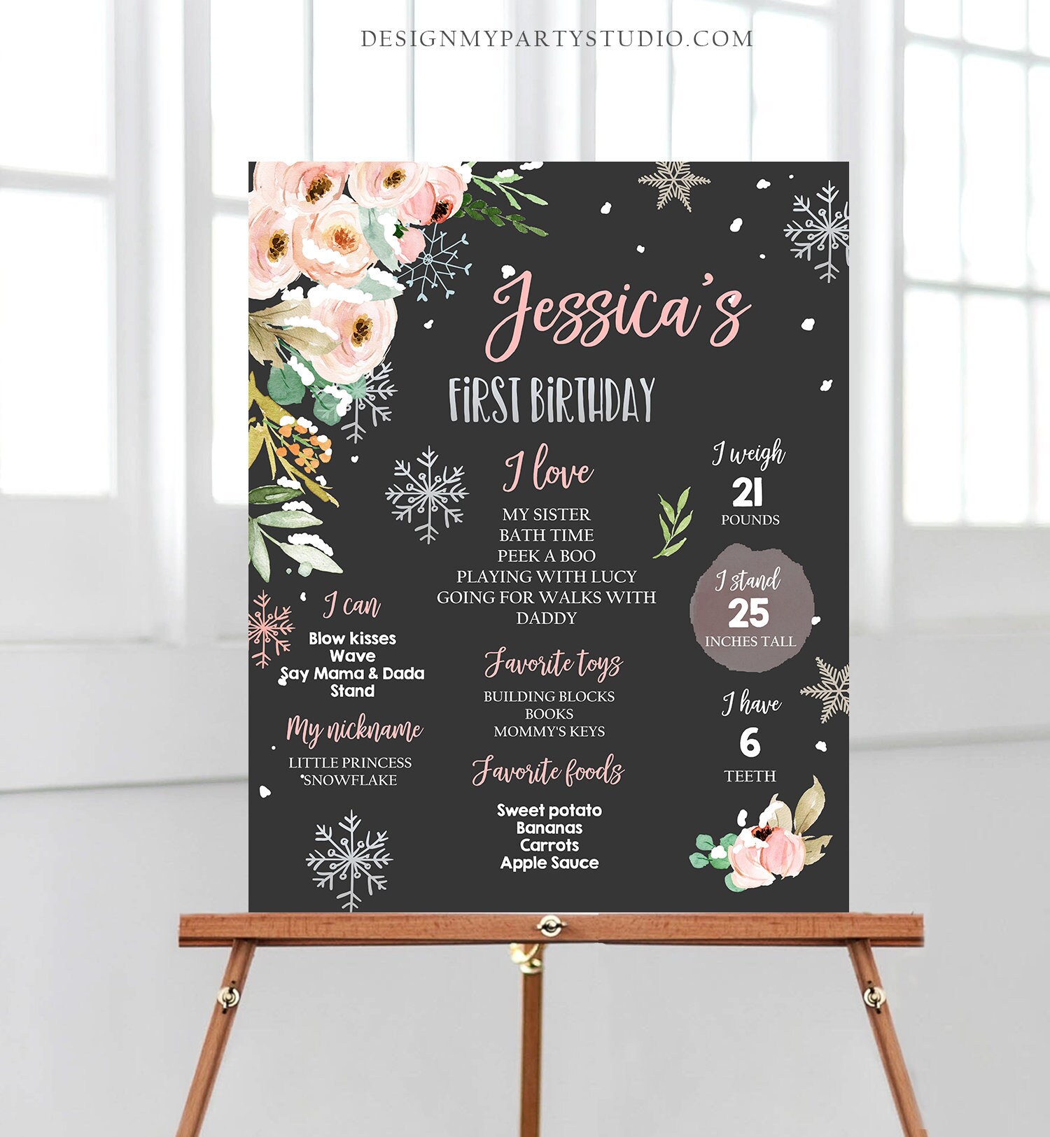 Editable Winter Birthday Milestones Sign Winter Onederland - Etsy