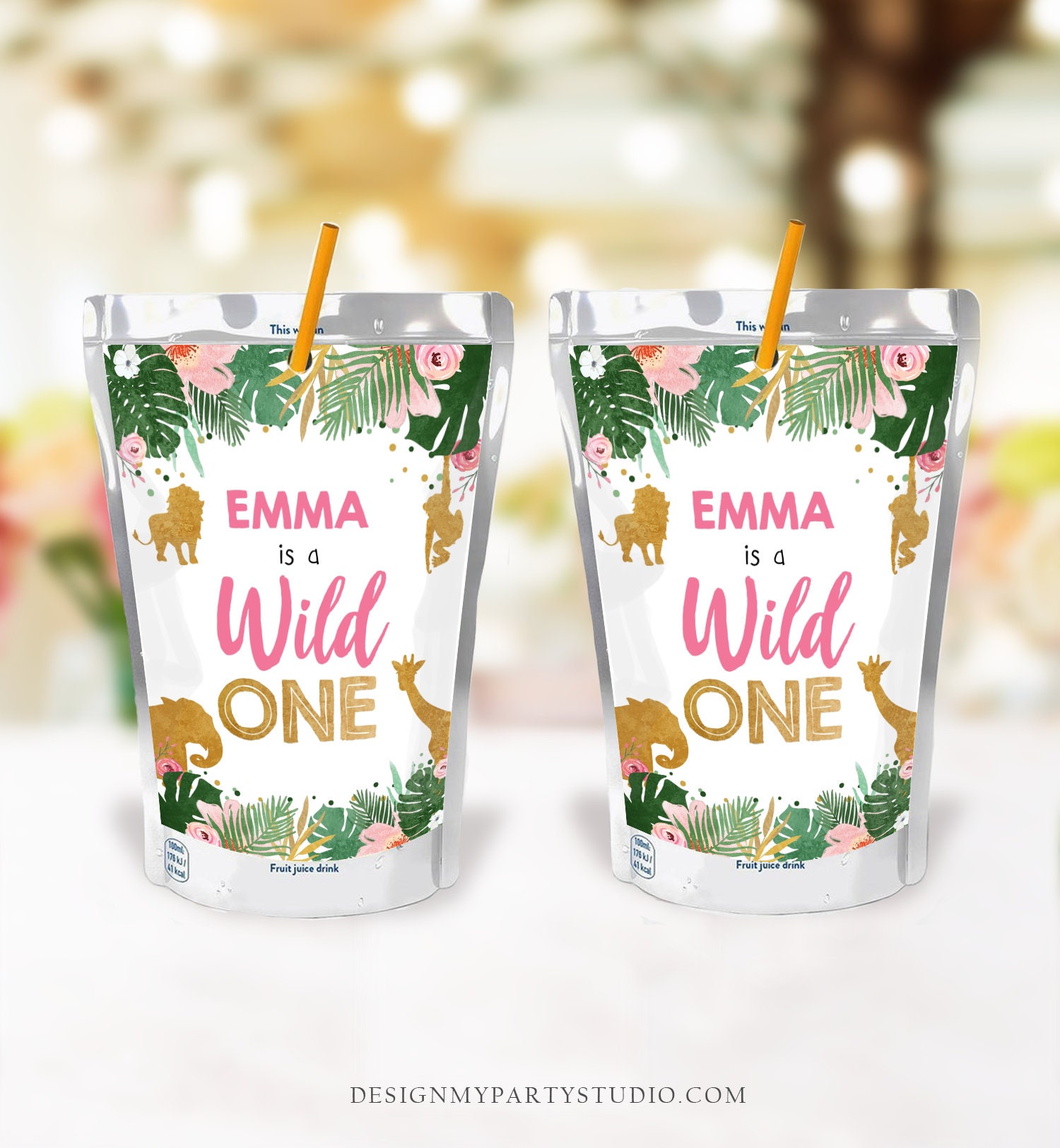 Editable Wild One Safari Animals Capri Sun Labels Juice Pouch - Etsy