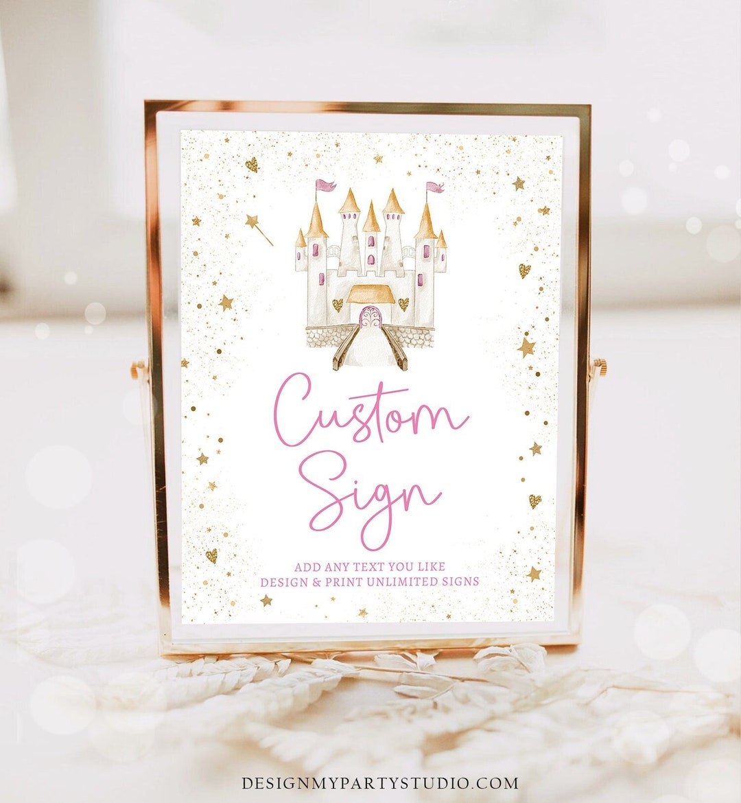 Editable Custom Sign Princess Castle Birthday Once Upon a Time Royal ...