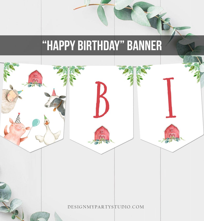 Happy Birthday Banner Farm Birthday Banner Farm Animals Boy - Etsy