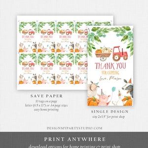 Editable Pumpkin Farm Favor Tags Tags Boy Red Tractor Birthday Thank ...