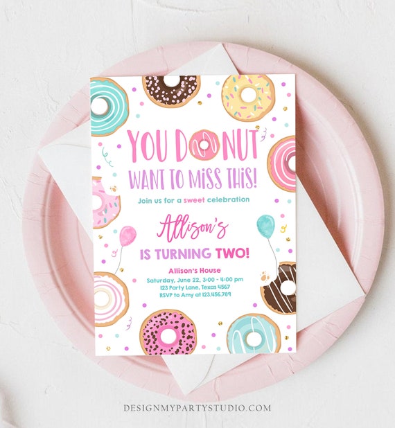 Editable Donut Want to Miss This Birthday Invitation Sweet - Etsy