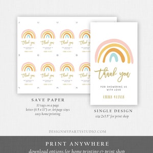 Editable Rainbow Favor Tags Rainbow Baby Shower Thank You Tags Pastel ...