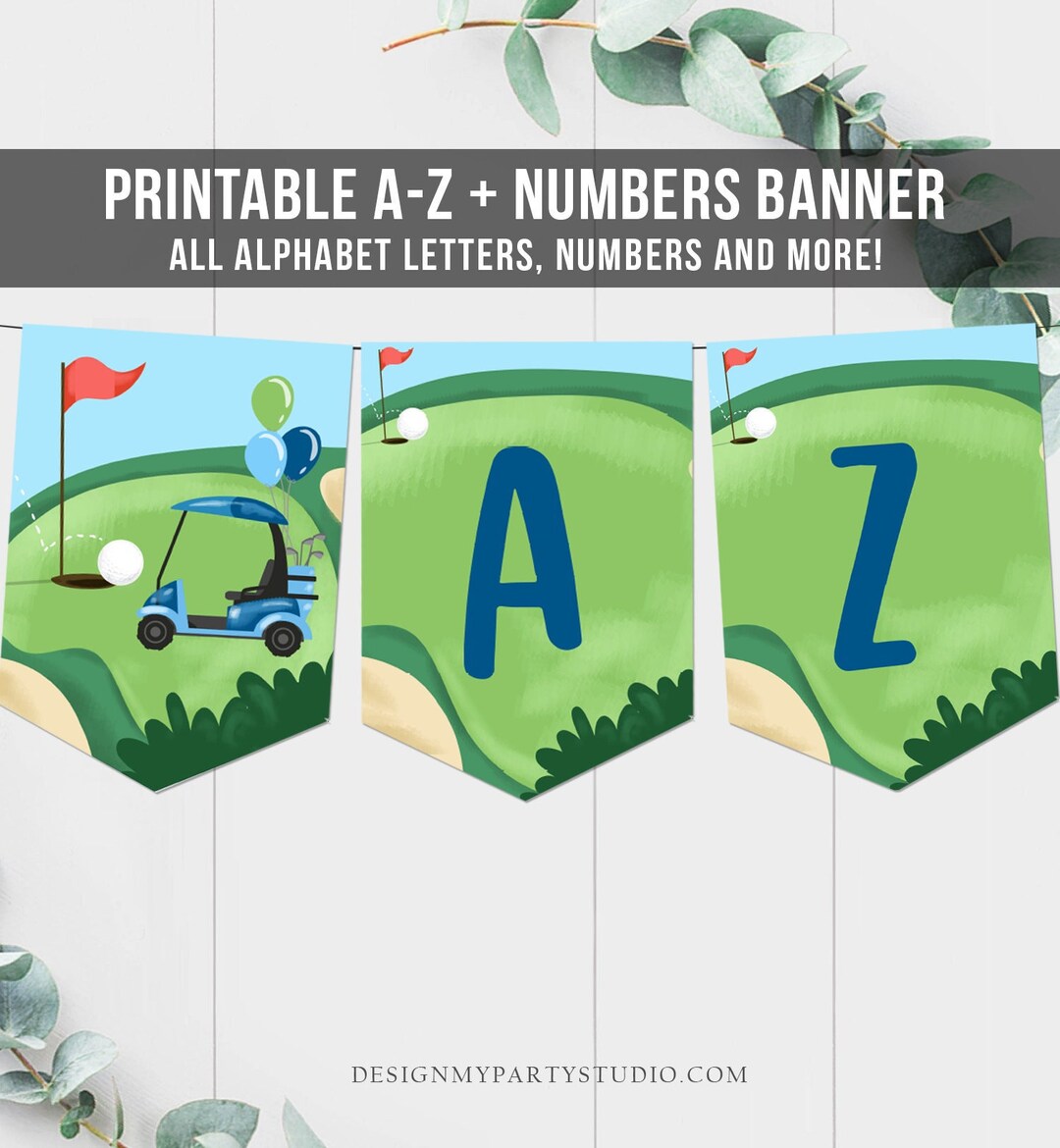 Golf Alphabet Banner Letters A to Z Numbers Hole in One Banner Birthday ...