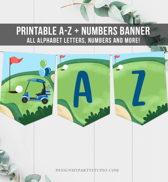 Golf Alphabet Banner Letters A to Z Numbers Hole in One Banner - Etsy