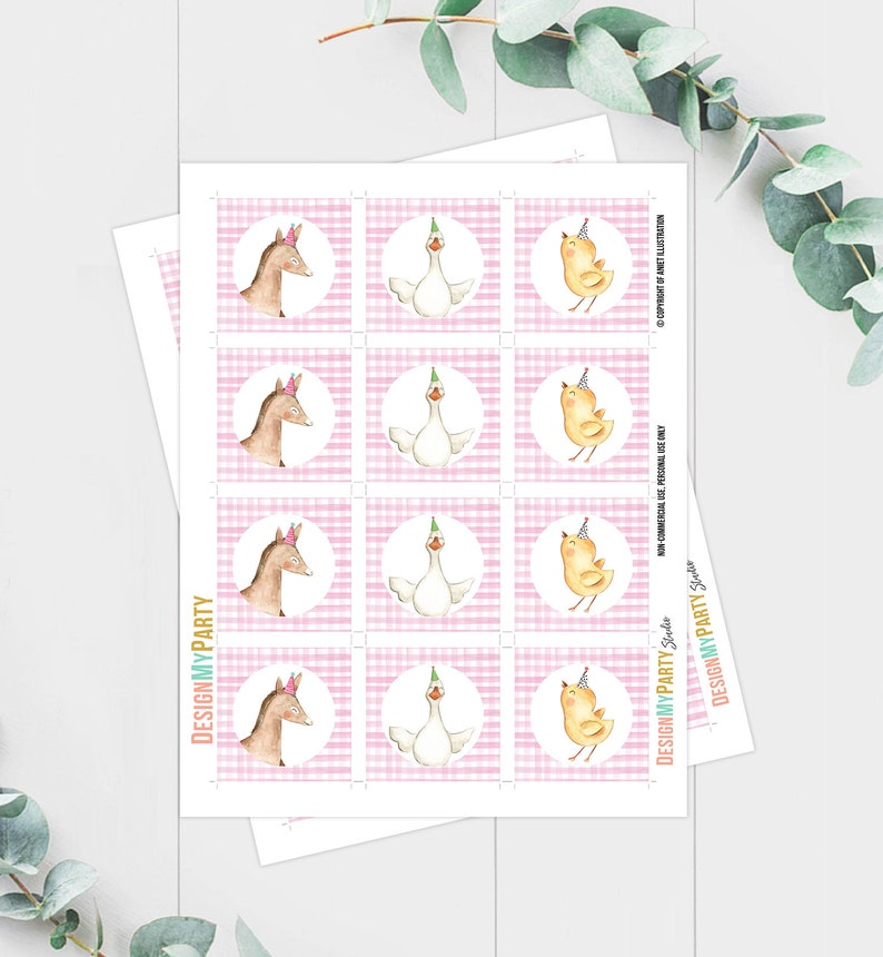 Barnyard Birthday Cupcake Toppers Favor Tags Farm Birthday Party ...