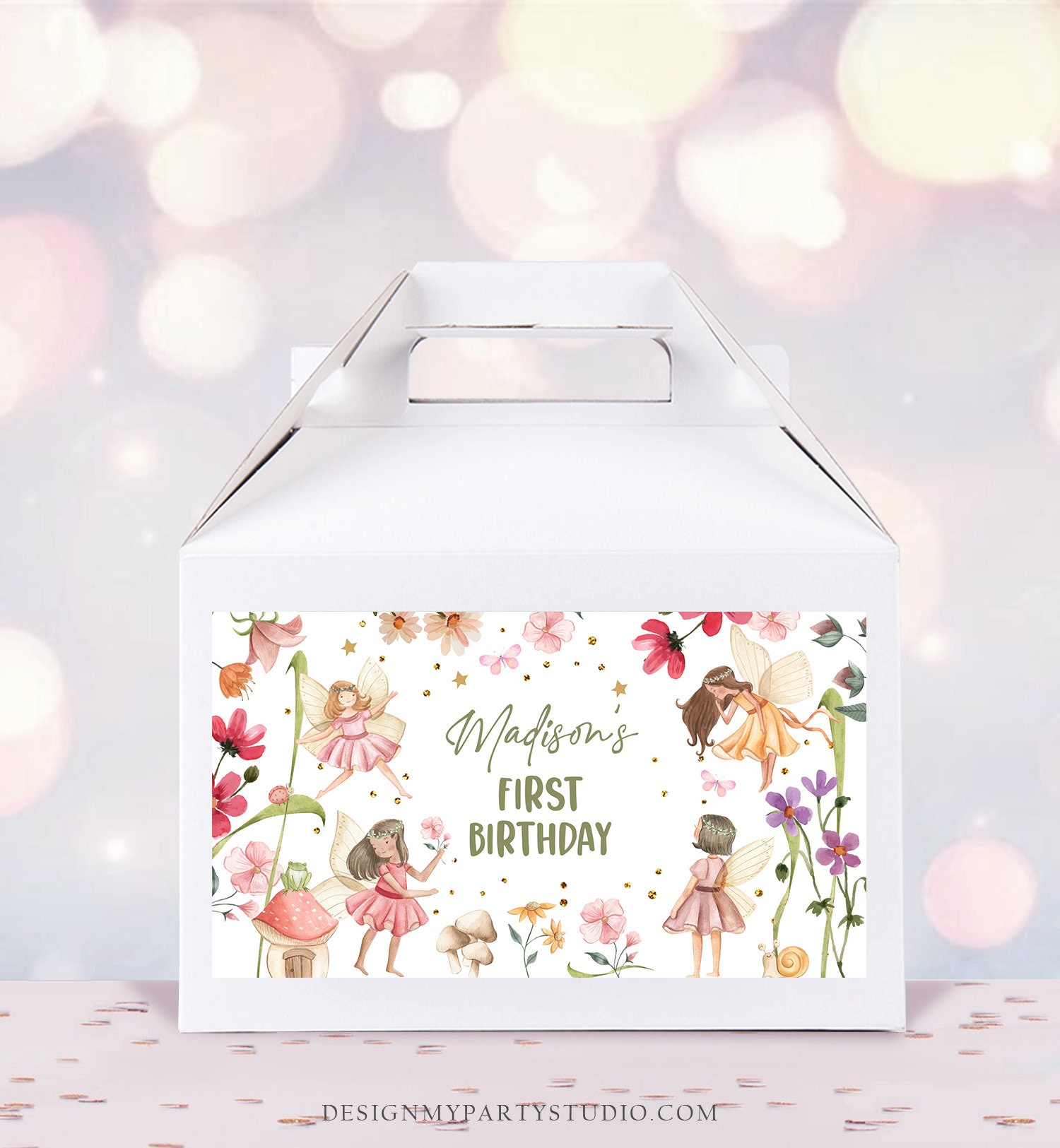 Editable Fairy Birthday Gable Gift Box Label Fantasy Fairies - Etsy