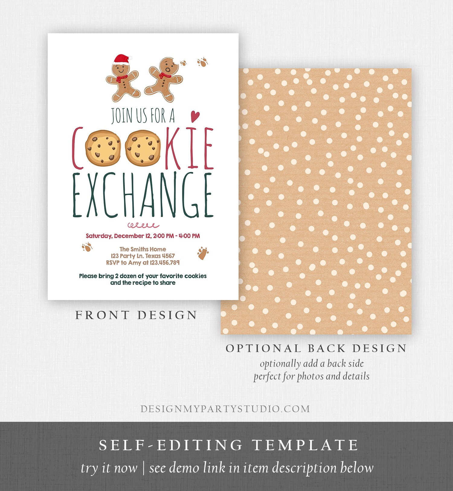 Editable Holiday Cookie Exchange Invitation Christmas Party - Etsy