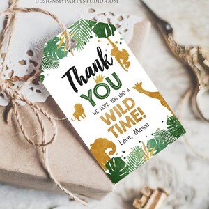 Editable Safari Animals Favor Tags Wild One Thank You Tags Wild Time ...